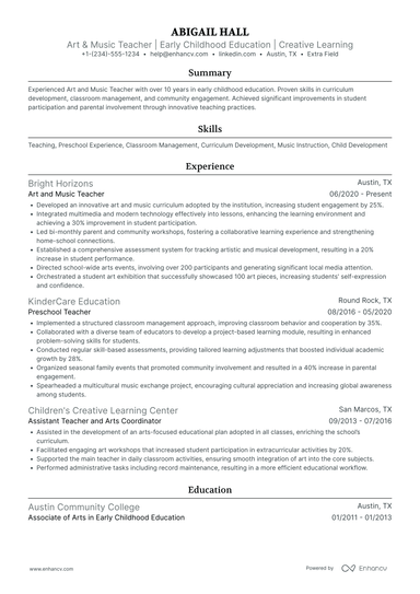 21 Early Childhood Teacher Resume Examples & Guide for 2025