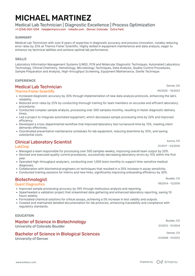 17 Lab Technician Resume Examples - March 2025