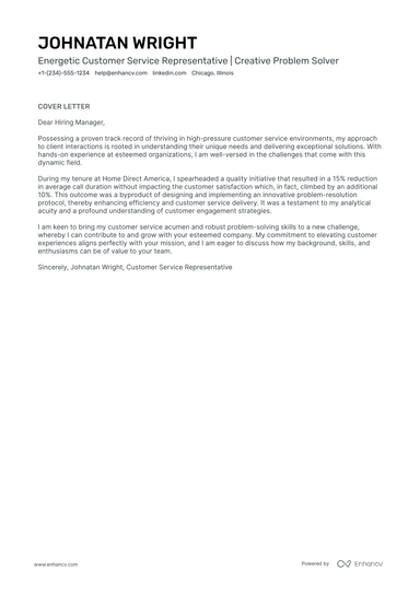 25 Professional Customer Service Cover Letter Examples and Template for ...