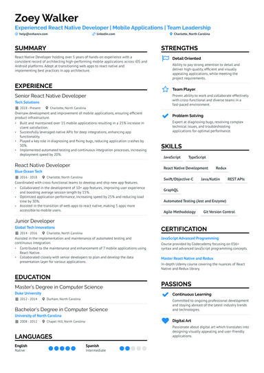 12 React Developer Resume Examples & Guide for 2025
