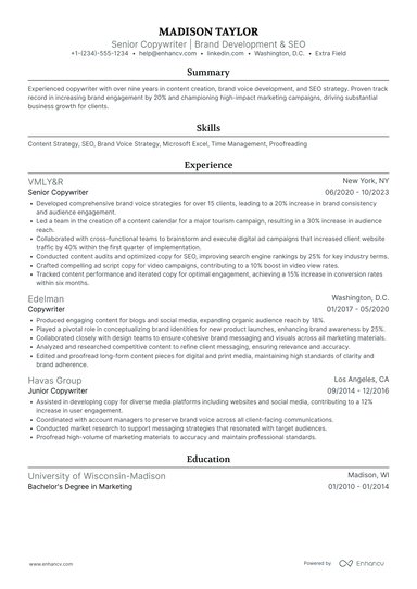 22 Copywriter Resume Examples & Guide for 2025