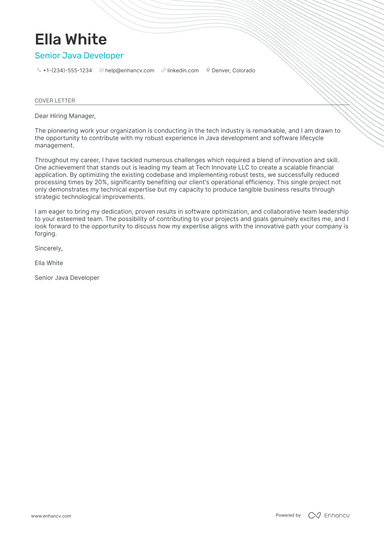8 Professional Java Developer Cover Letter Examples and Template for ...