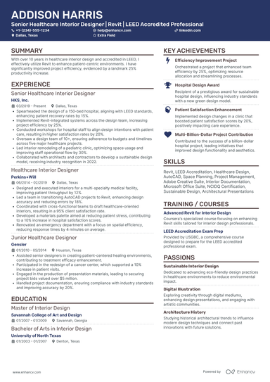 25 Interior Designer Resume Examples & Guide for 2025