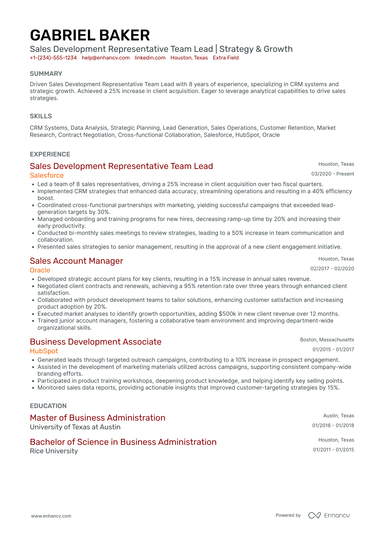 17 Sales Development Representative Resume Examples & Guide for 2025