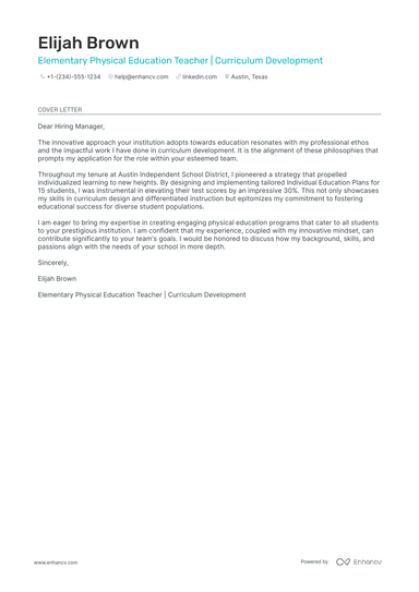 7 Professional Physical Education Teacher Cover Letter Examples and ...