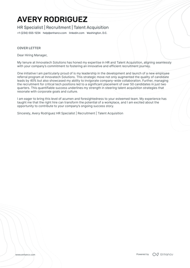 15 Professional Recruiter Cover Letter Examples and Template for 2025 ...