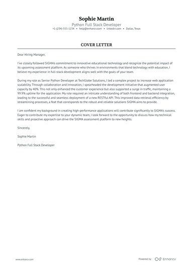 11 Professional Full Stack Developer Cover Letter Examples and Template ...