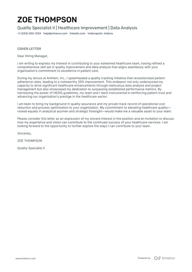 8 Professional Quality Manager Cover Letter Examples and Template for ...