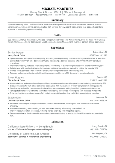 26 Truck Driver Resume Examples & Guide for 2025