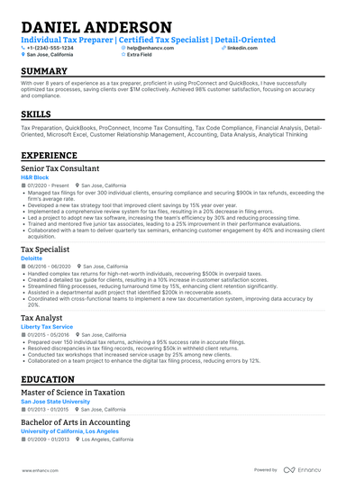 18 Tax Preparer Resume Examples & Guide for 2025