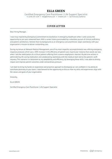 5 Professional EMT Cover Letter Examples and Template for 2024 | Enhancv