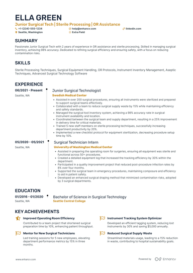 14 Surgical Tech Resume Examples & Guide for 2025