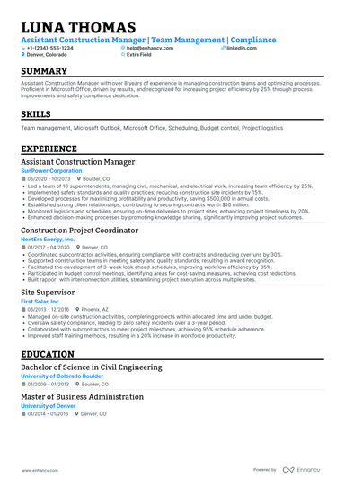16 Construction Project Manager Resume Examples & Guide for 2025