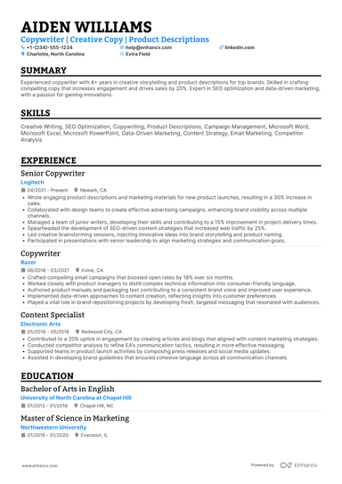 22 Copywriter Resume Examples & Guide for 2025
