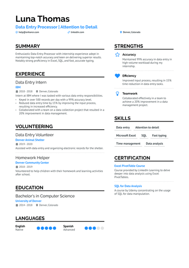 9 Data Entry Resume Examples & Guide for 2024