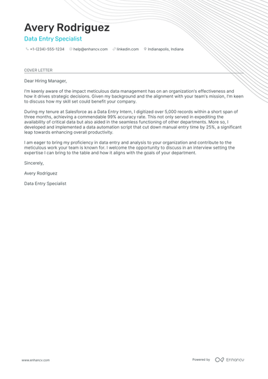 9 Professional Data Entry Cover Letter Examples and Template for 2025 ...