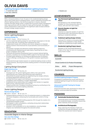 25 Interior Designer Resume Examples & Guide for 2025