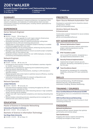 30 Network Engineer Resume Examples & Guide for 2025