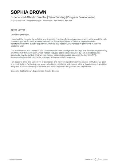 7 Professional Athlete Cover Letter Examples and Template for 2025 ...