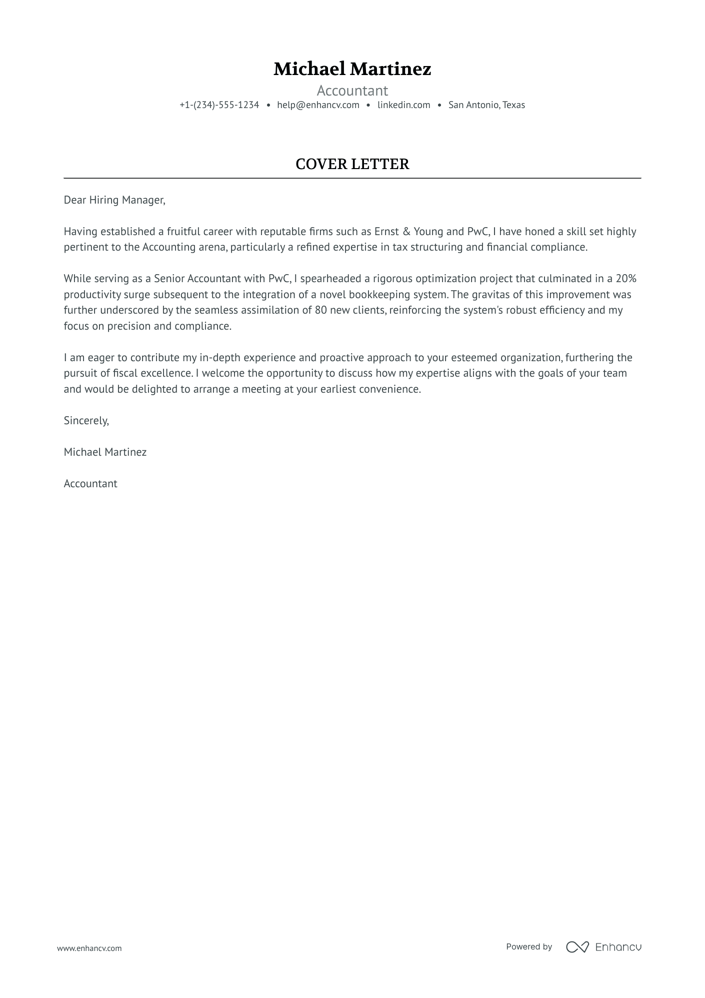 32 Professional Accountant Cover Letter Examples and Template for 2025 ...