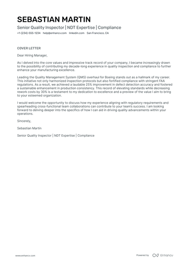 8 Professional Quality Manager Cover Letter Examples and Template for ...