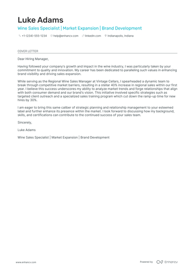 17 Professional Sales Cover Letter Examples and Template for 2025 | Enhancv
