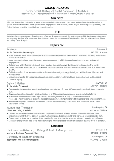 11 Social Media Influencer Resume Examples & Guide for 2025