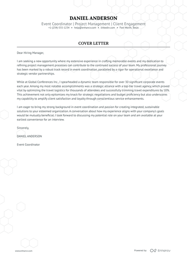 6 Professional Event Planner Cover Letter Examples and Template for ...