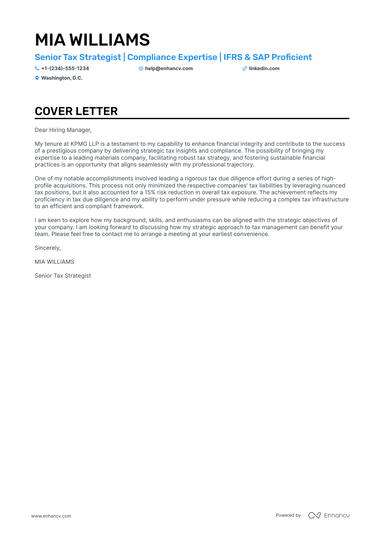 3 Professional Tax Manager Cover Letter Examples and Template for 2025 ...