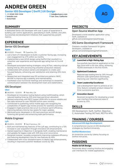 19 iOS Developer Resume Examples & Guide for 2025