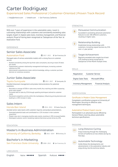 5 Car Salesman Resume Examples & Guide for 2024