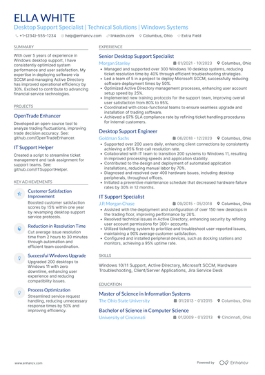 20 Desktop Support Resume Examples & Guide for 2025
