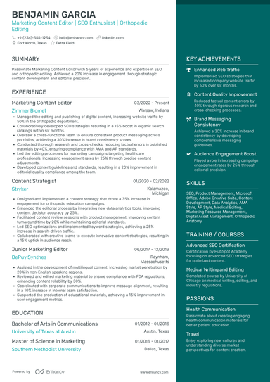 20 Content Marketing Resume Examples & Guide for 2025