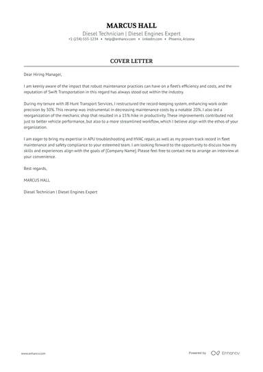 9 Professional Mechanic Cover Letter Examples and Template for 2024 ...