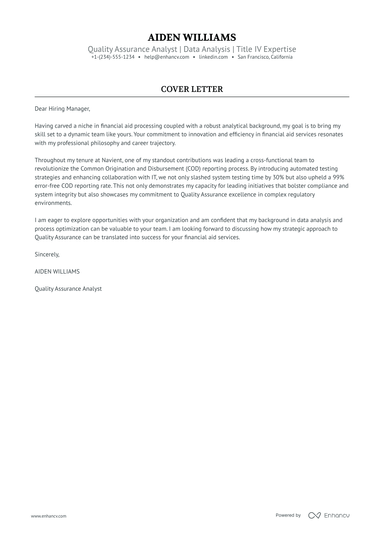 8 Professional Quality Assurance Specialist Cover Letter Examples and ...