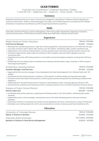 18 Food Service Resume Examples, Templates & Guide for 2025