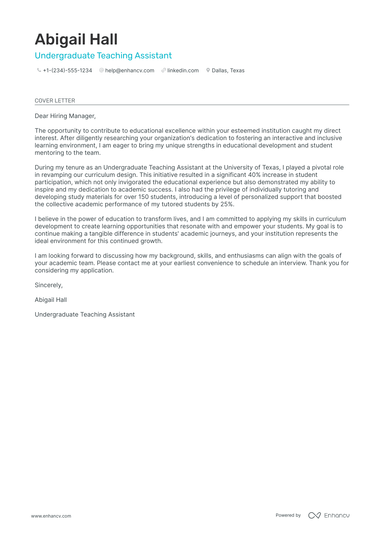 9 Professional Teacher Assistant Cover Letter Examples and Template for ...