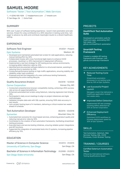 6 Software Tester Resume Examples, Templates & Guide for 2025