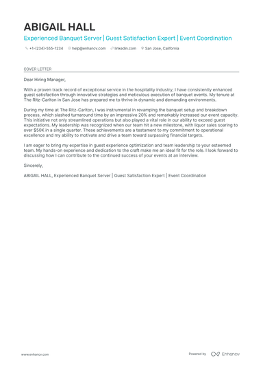 11 Professional Server Cover Letter Examples and Template for 2024 ...