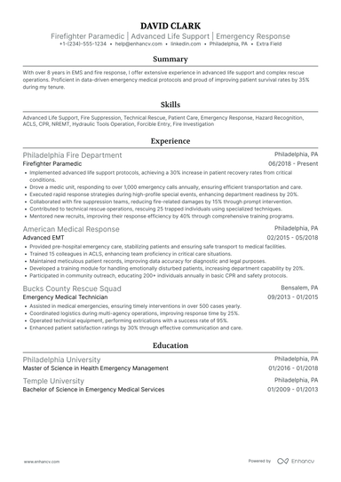 20 Firefighter Resume Examples, Templates & Guide for 2025