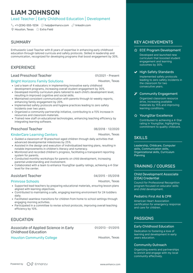 21 Early Childhood Teacher Resume Examples & Guide for 2025