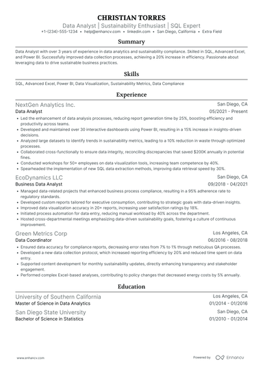 7 SQL Data Analyst Resume Examples & Guide for 2025