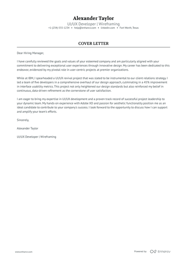 10 Professional UI Developer Cover Letter Examples and Template for ...