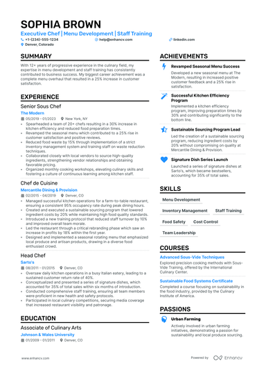 24 Chef Resume Examples & Guide for 2025