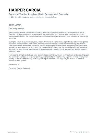 8 Professional Day Care Teacher Cover Letter Examples and Template for ...