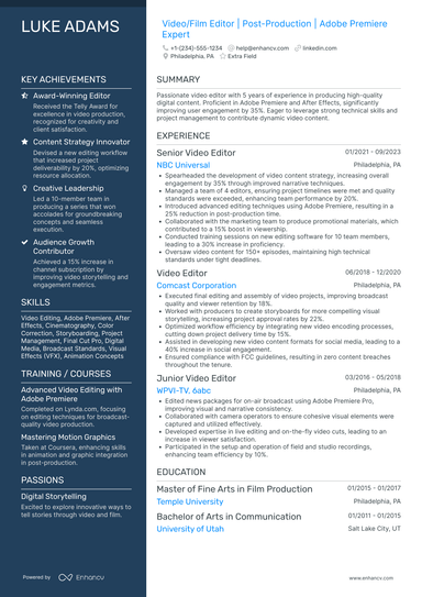 14 Video Editor Resume Examples & Guide for 2025