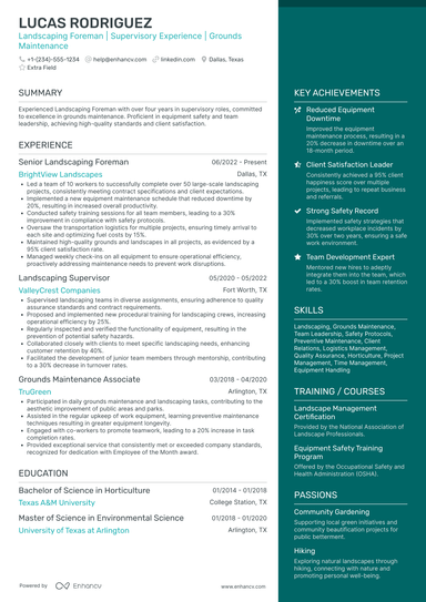 21 Landscaping Resume Examples, Templates & Guide for 2025