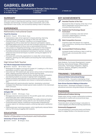 18 Math Teacher Resume Examples & Guide for 2025