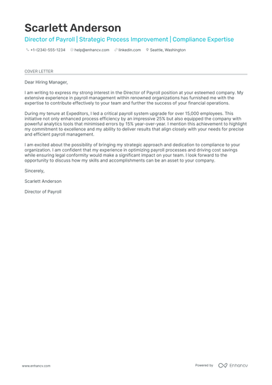5 Professional Payroll Cover Letter Examples and Template for 2025 ...