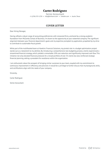 32 Professional Accountant Cover Letter Examples and Template for 2025 ...